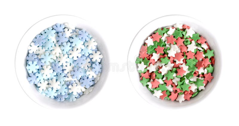 Snowflake and Star Shaped Confetti Sprinkles, Confetti Candy in White ...