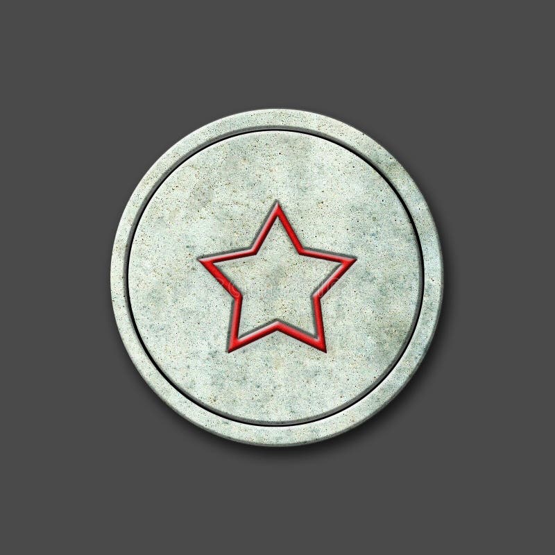 Star. Social Icon on a Round Stone. Isolated on a Gray Background ...