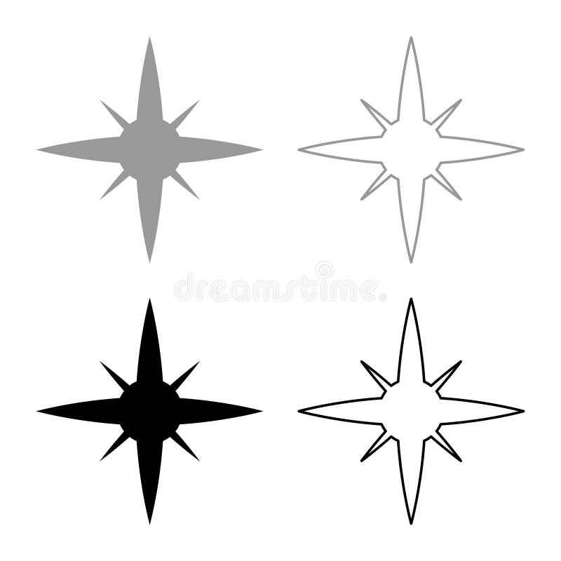Star Spark Set Icon Grey Black Color Vector Illustration Image Solid ...