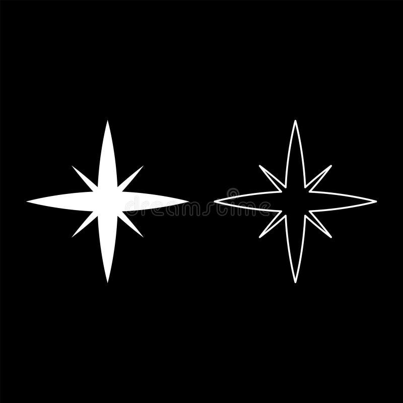 Star Spark Set Icon White Color Vector Illustration Image Solid Fill ...