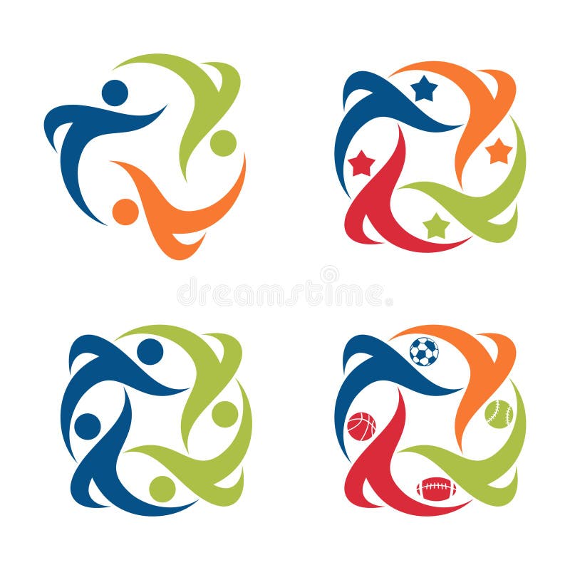 Star Sport Group Team People Symbol Icon Set Stock Vector ...