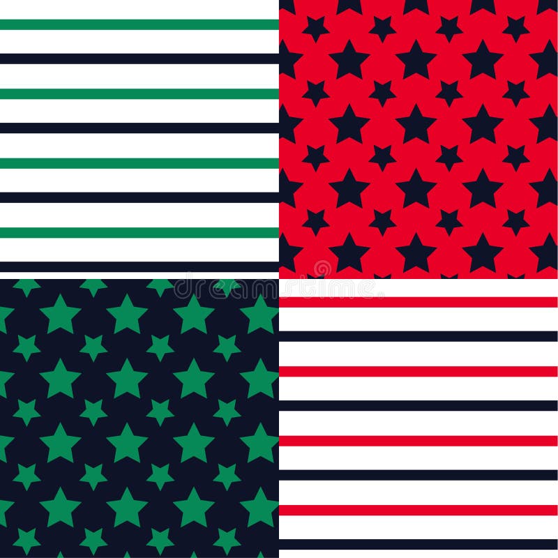 Star and Stripe Vector Patterns Set Bright Colorful Pattern Lovely ...