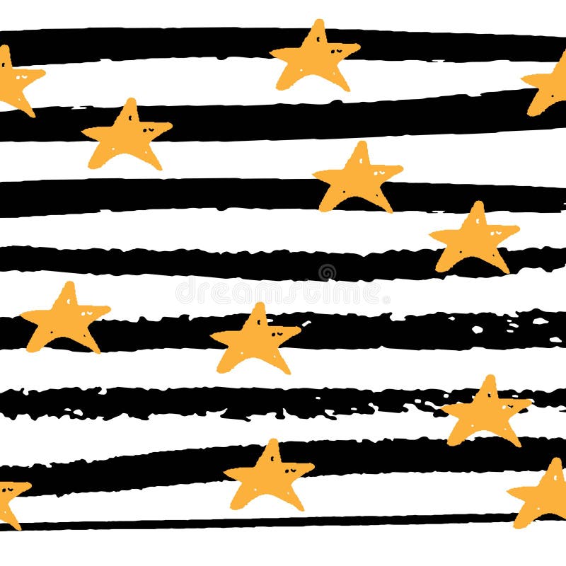 Star and Stripes Modern Brush Seamless Pattern. Stock Vector ...