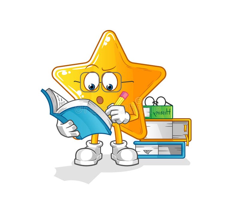 Star Studying Mascot. Cartoon Vector Stock Vector - Illustration of ...