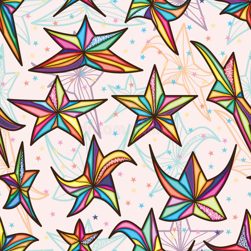 Star Drawing Natural Seamless Pattern Stock Vector - Illustration of ...