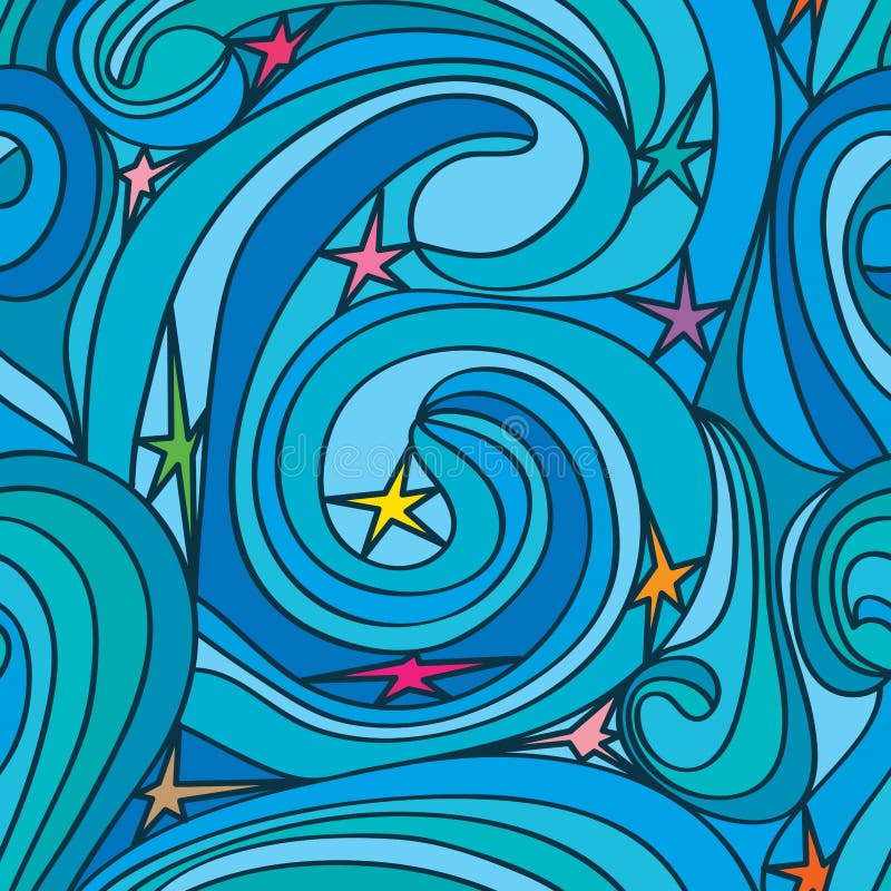 Star Swirl Line Seamless Pattern Stock Vector - Illustration of ...