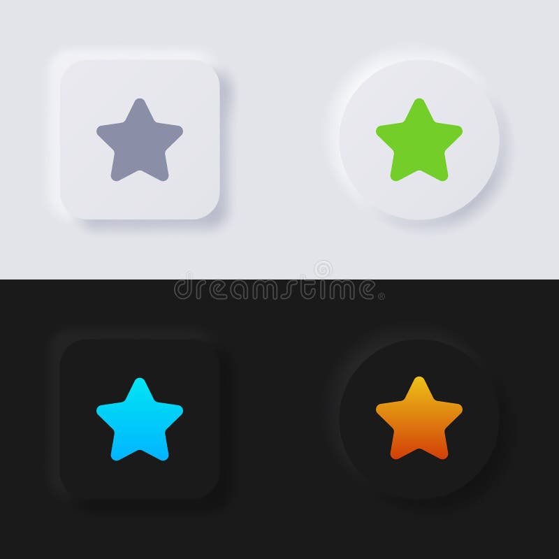Star Symbol Button Icon Set, Multicolor Neumorphism Button Soft UI ...