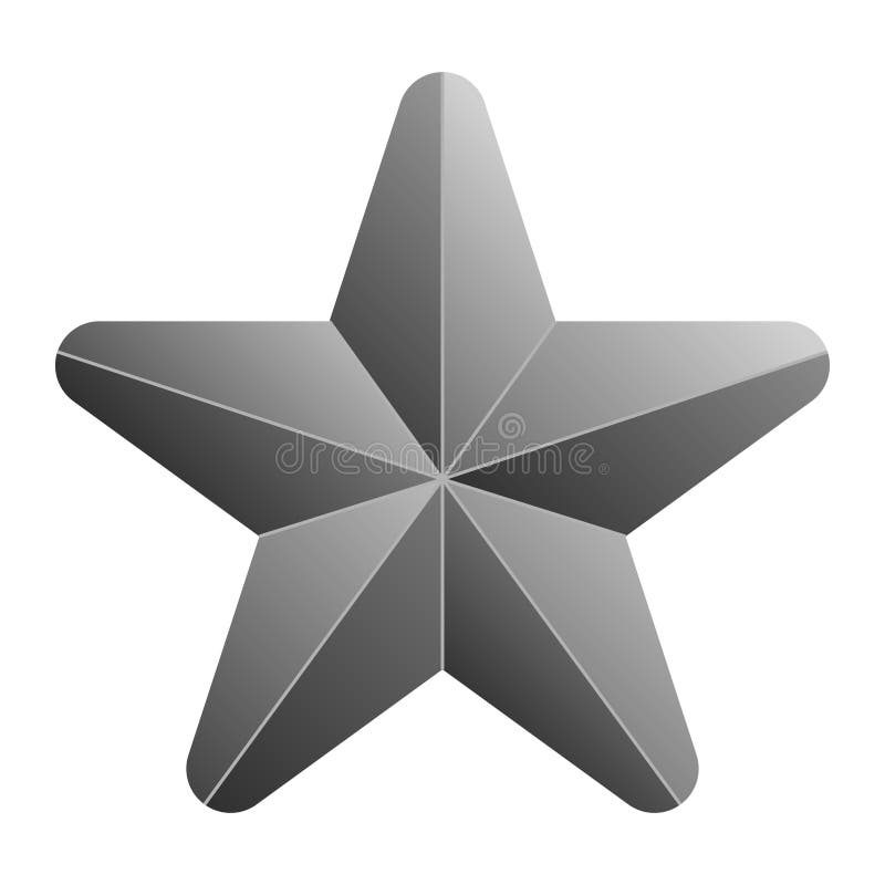 Star Symbol Icon - Gray Gradient 3d, 5 Pointed Rounded, Isolated ...