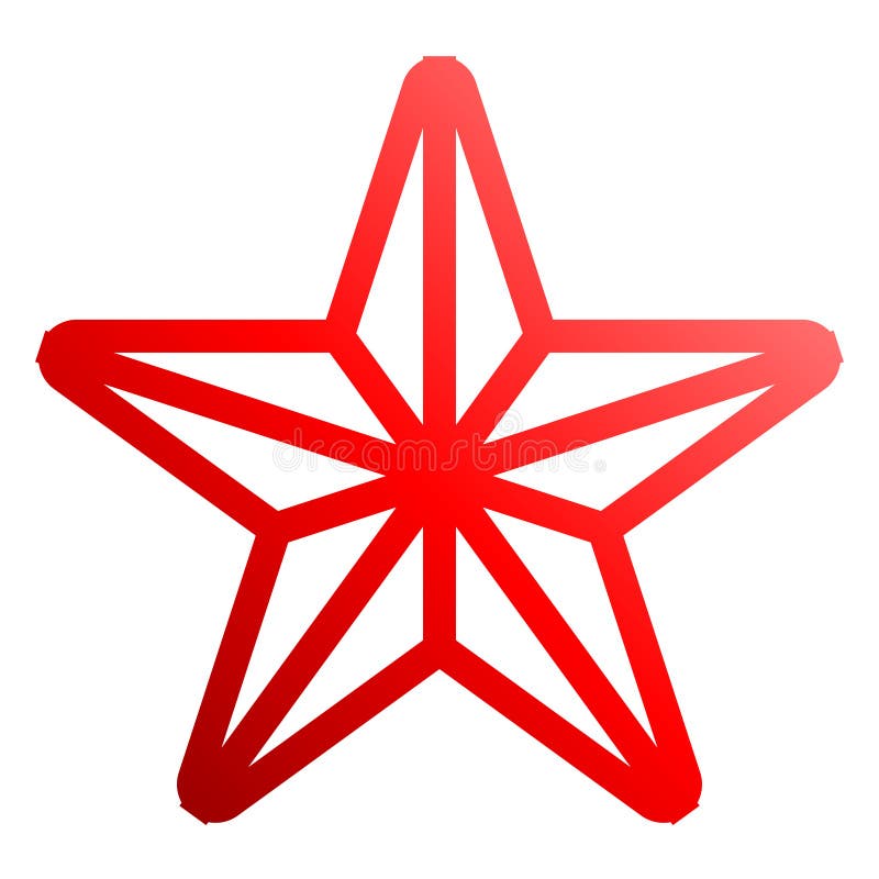 Star Symbol Icon - Red Gradient Outline, 5 Pointed Rounded, Isolated ...