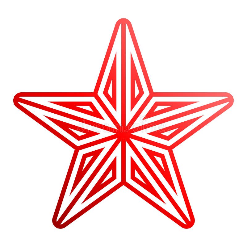 Star Symbol Icon - Red Gradient Outline, 5 Pointed Rounded, Isolated ...