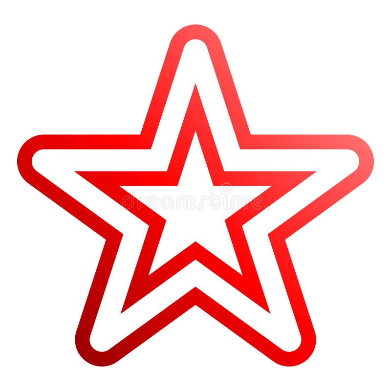 Star Symbol Icon - Red Simple Hollow, 5 Pointed Rounded, Isolated ...