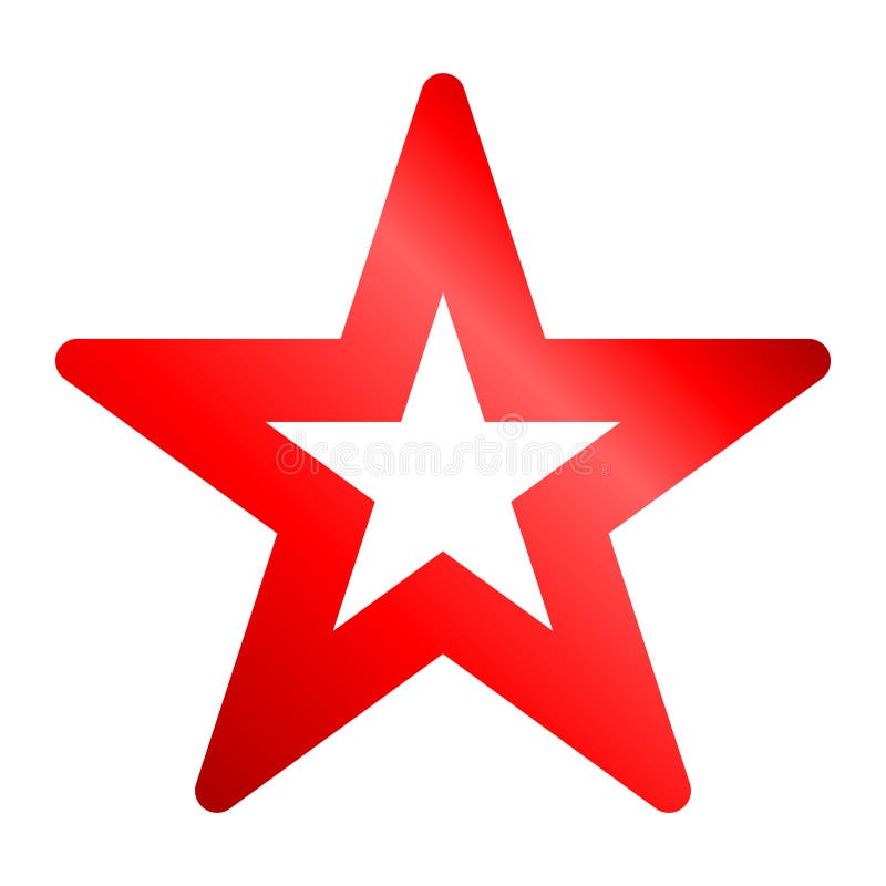 Star Symbol Icon - Red Hollow Gradient, 5 Pointed Rounded, Isolated ...