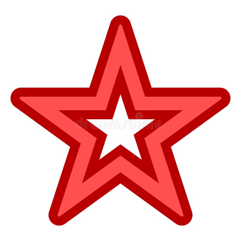 Star Symbol Icon - Red Simple Hollow with Outline, 5 Pointed Rounded ...