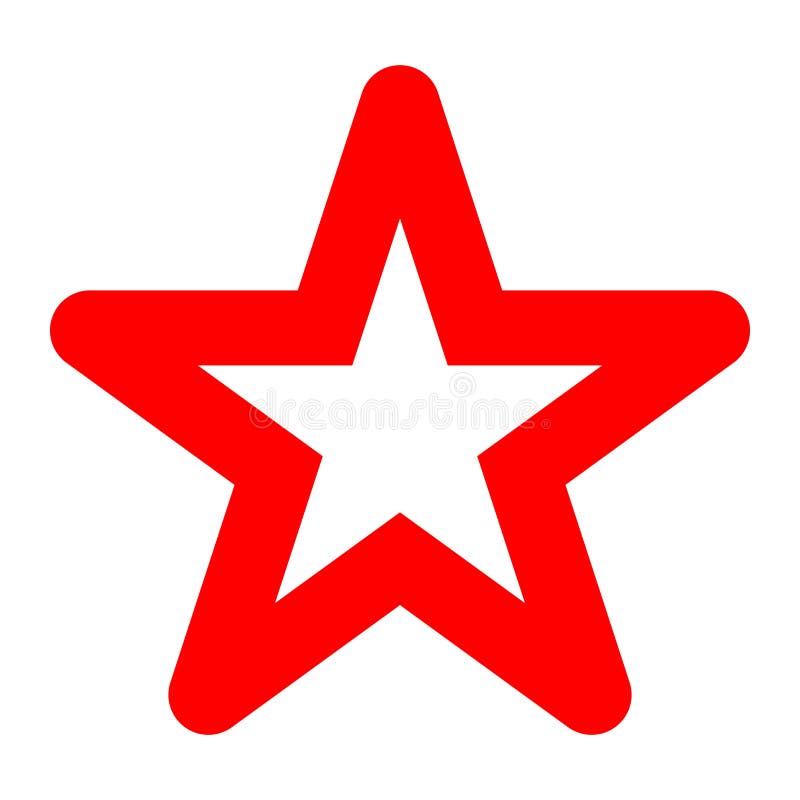 Star Symbol Icon - Red Simple Hollow, 5 Pointed Rounded, Isolated ...