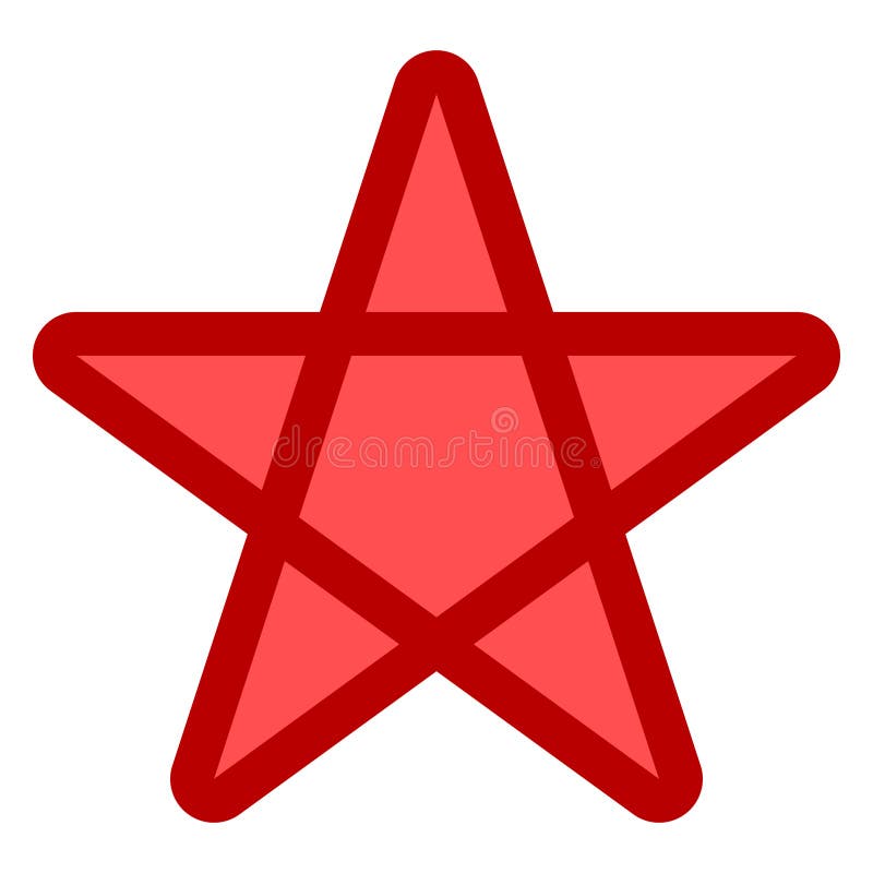 Star Symbol Icon - Red Simple with Outline, 5 Pointed Rounded, Isolated ...