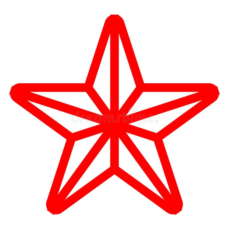 Star Symbol Icon - Red Simple Outline, 5 Pointed Rounded, Isolated ...