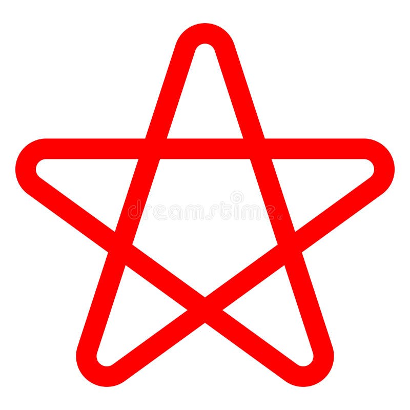 Star Symbol Icon - Red Simple Outline, 5 Pointed Rounded, Isolated ...
