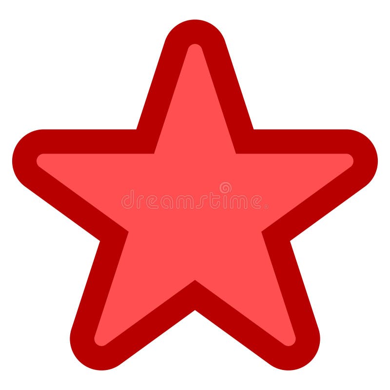 Star Symbol Icon - Red Simple with Outline, 5 Pointed Rounded, Isolated ...