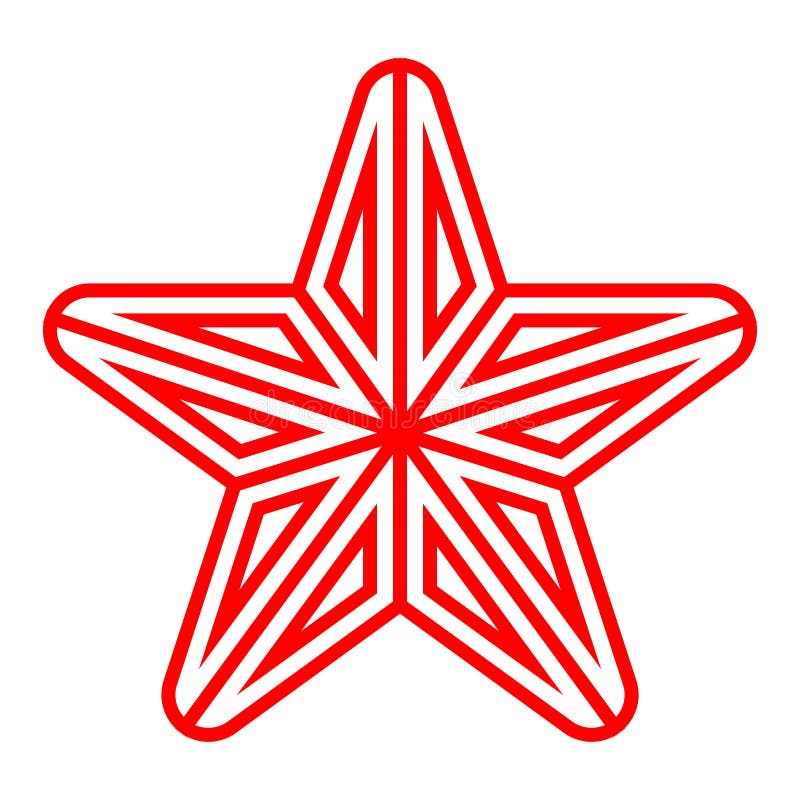 Star Symbol Icon - Red Simple Outline, 5 Pointed Rounded, Isolated ...