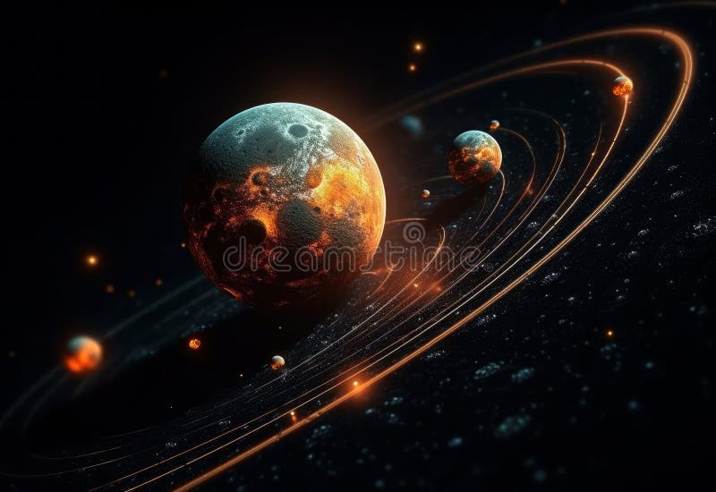 Star System in 3d. Beautiful Illustration Picture Stock Illustration ...