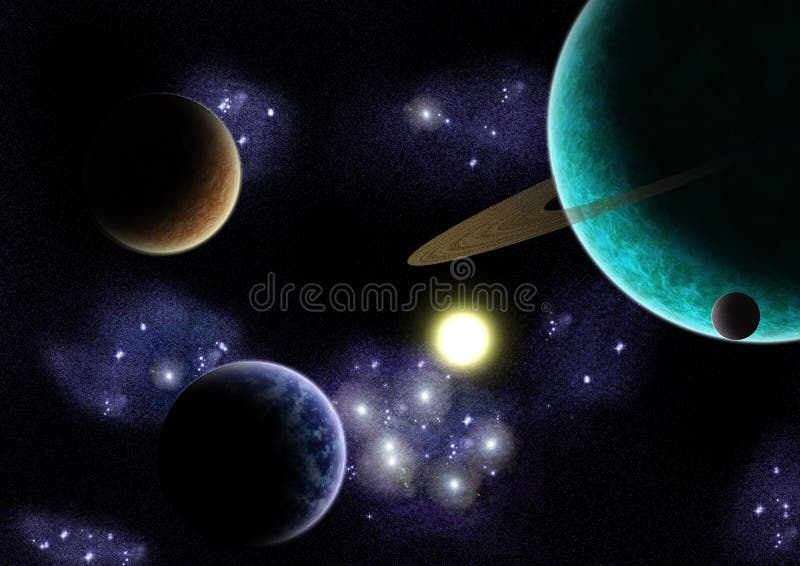 Blue Star Solar System stock illustration. Illustration of exoplanets ...