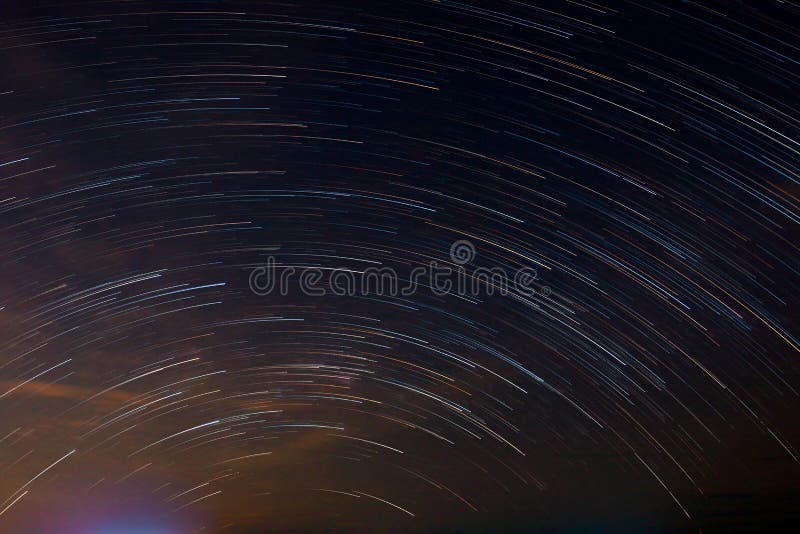 Star Tail As Light Line Swirl on Night Sky Stock Image - Image of ...