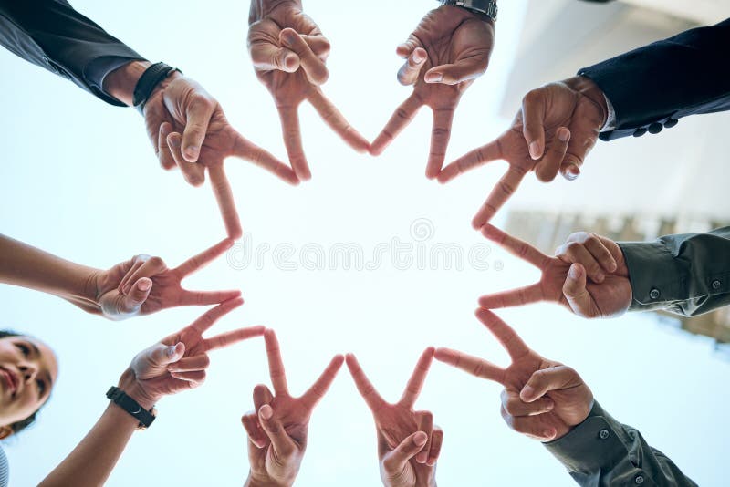Star, Teamwork or Hands of Business People for Support or Peace with ...