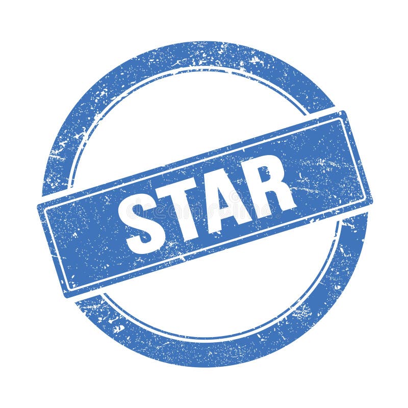 STAR Text on Blue Grungy Round Stamp Stock Illustration - Illustration ...