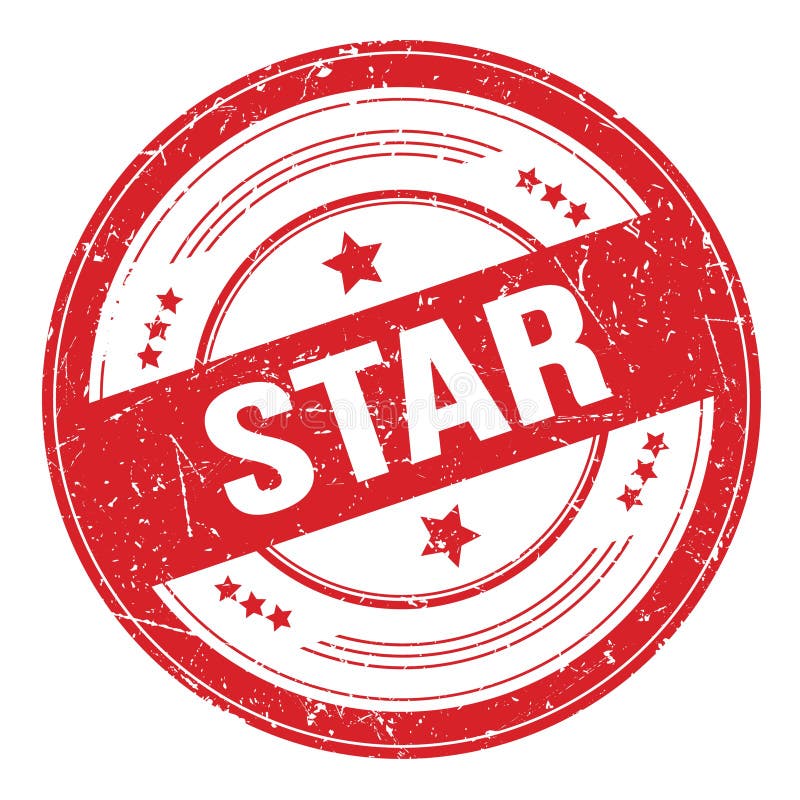 STAR Text on Red Round Grungy Stamp Stock Illustration - Illustration ...