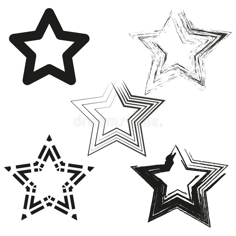 Star Texture Set. Cosmic Shape Collection. Grunge Pattern Variety ...