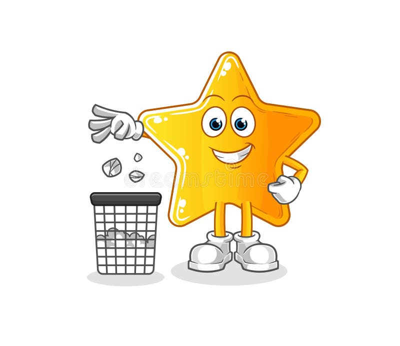 Star Throw Garbage Mascot. Cartoon Vector Stock Vector - Illustration ...