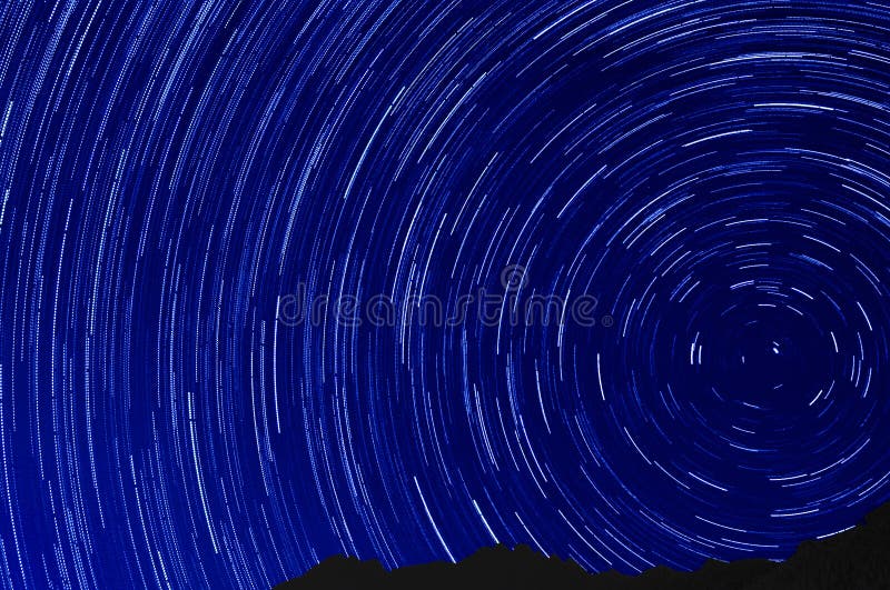 Star Trail Effect Over Mountain Night Sky Stock Photo - Image of hotel ...