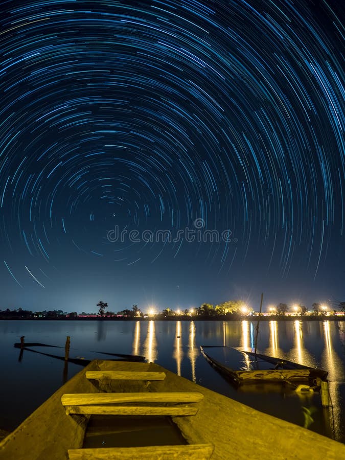 Star trail at the river stock image. Image of black - 131134119