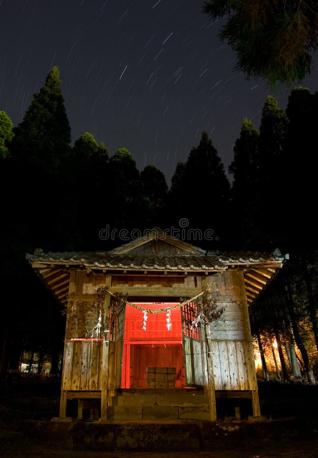 Star Trails Above a Rural Japanese Shrine Stock Photo - Image of japan ...
