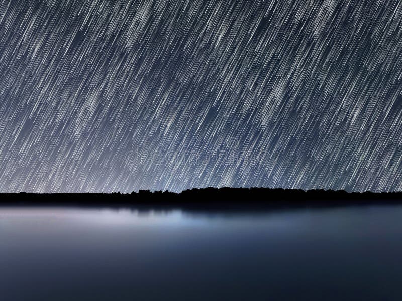 Star Trails, Beautiful Blue Night Reflection Stock Image - Image of ...