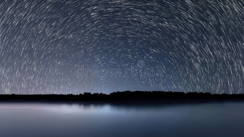 Star Trails, Beautiful Blue Night Reflection Stock Footage - Video of ...