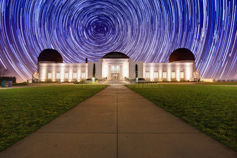 Star Trails Behind the Griffith Observatory Editorial Image - Image of ...
