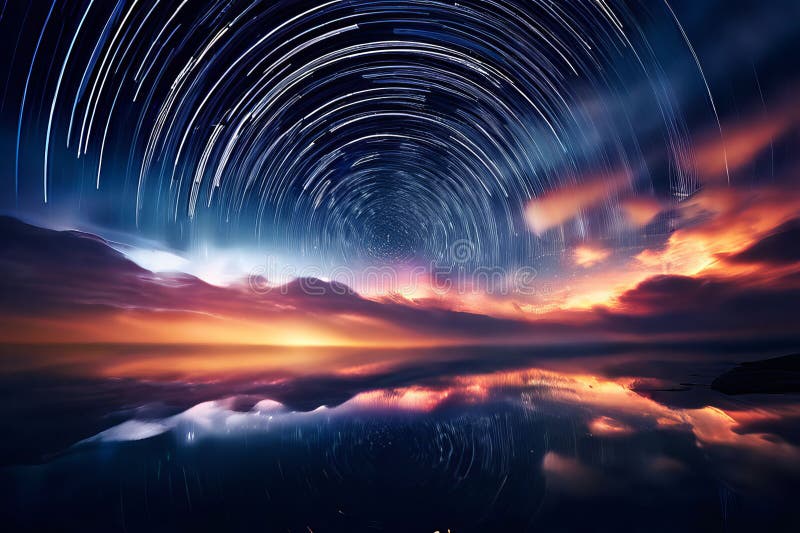 Star Trails and Clouds Multiple Exposures of Stars and Drifting Stock ...