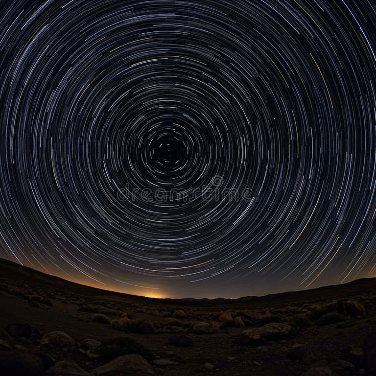 Star Trails Create Circular Patterns Against a Dark Night Sky ...