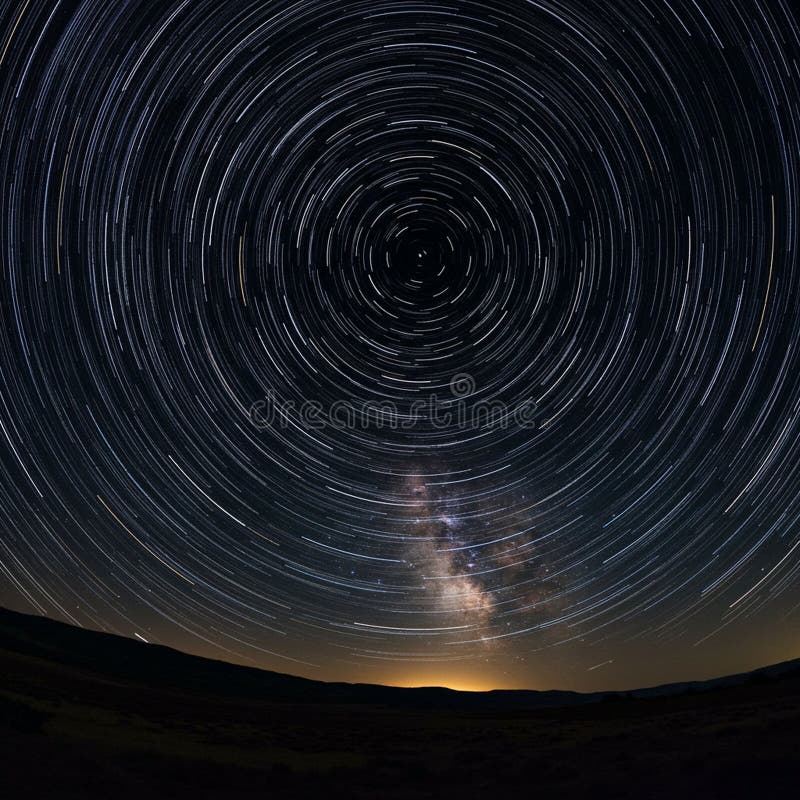 Star Trails Create Circular Patterns in the Night Sky, Centered Around ...