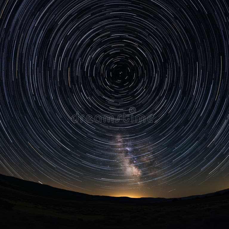 Star Trails Create Circular Patterns in the Night Sky, Centered Around ...