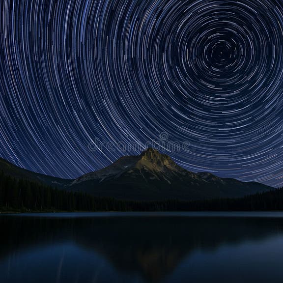Star Trails Create Circular Patterns in the Night Sky Over a Prominent ...