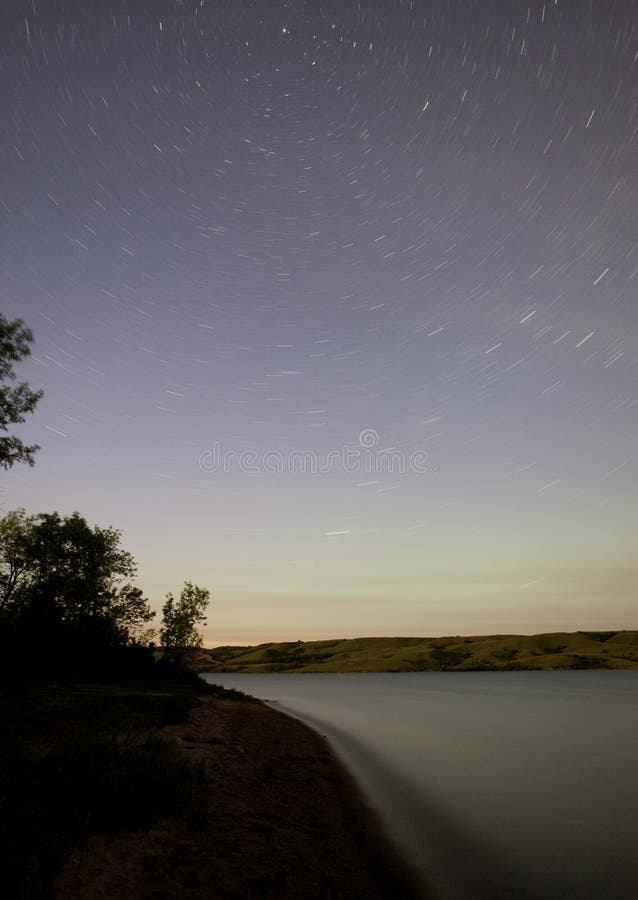 Star Trails on Northern Lake Stock Photo - Image of shore, reflection ...