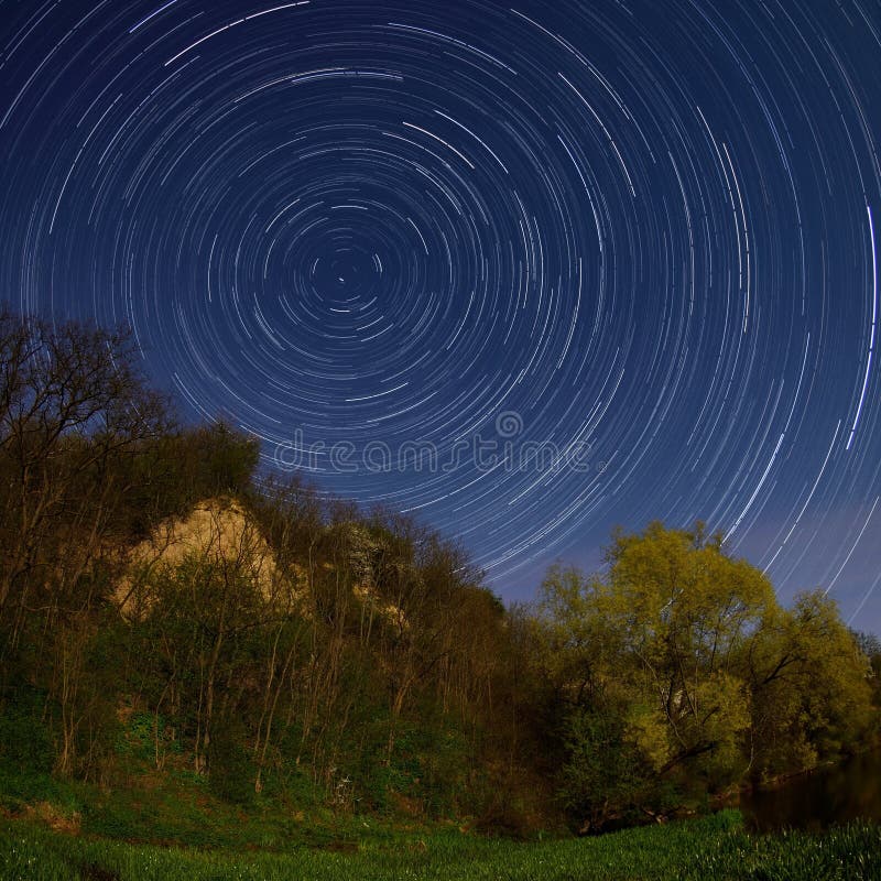 Star trails stock image. Image of vegetation, night, motion - 70412037