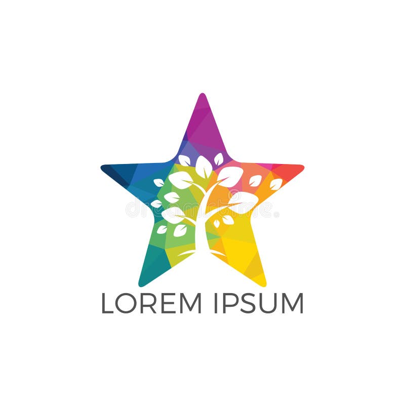 Star tree logo design. stock vector. Illustration of template - 127635514