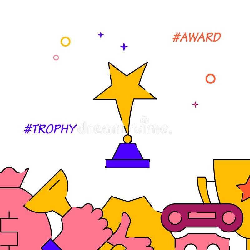 Star Trophy Filled Line Icon, Simple Illustration Stock Vector ...