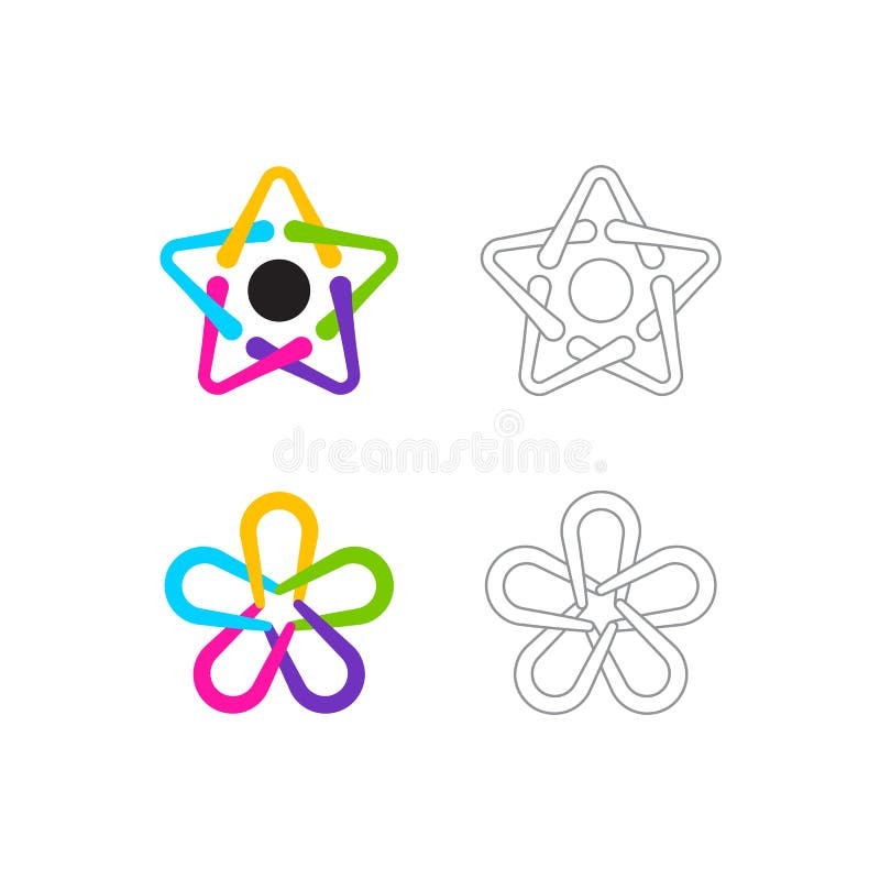 Star Vector Logo Icon Template Set. Colorful and Line Logo Set Stock ...