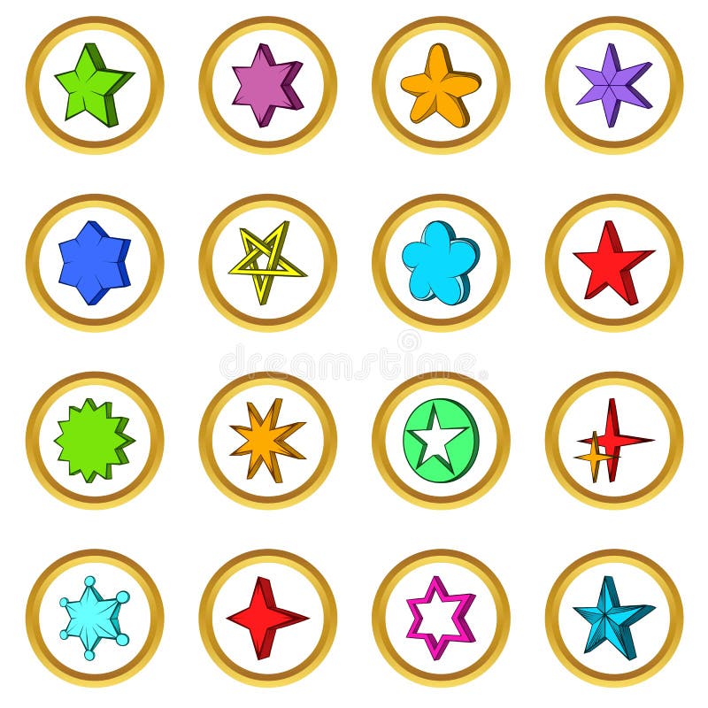 Star Vector Set, Cartoon Style Stock Vector - Illustration of ...