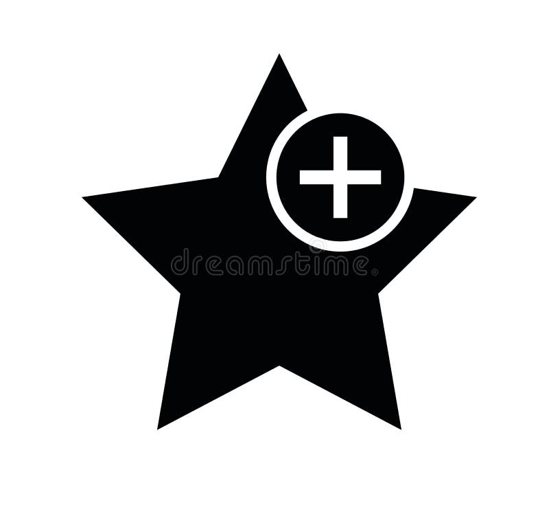 Star Vector Shape Icon with Plus Mark Symbol Isolated on White ...