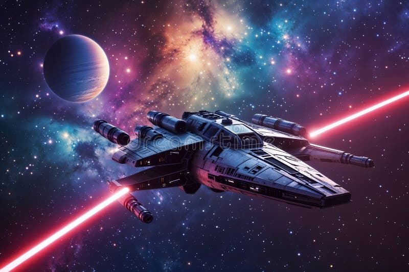 Star Wars. the Spaceship is Shooting Back at Other Starships Stock ...